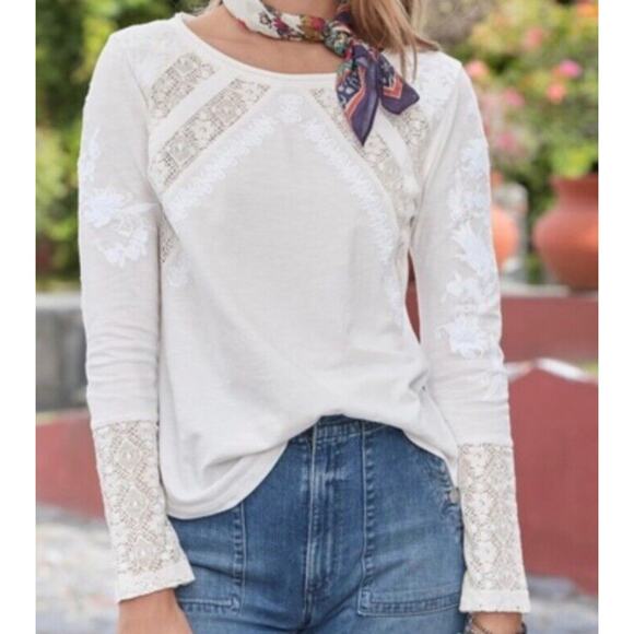 Sundance | Tops | Sundance Womens Top Embroidered Floral Lace Long ...